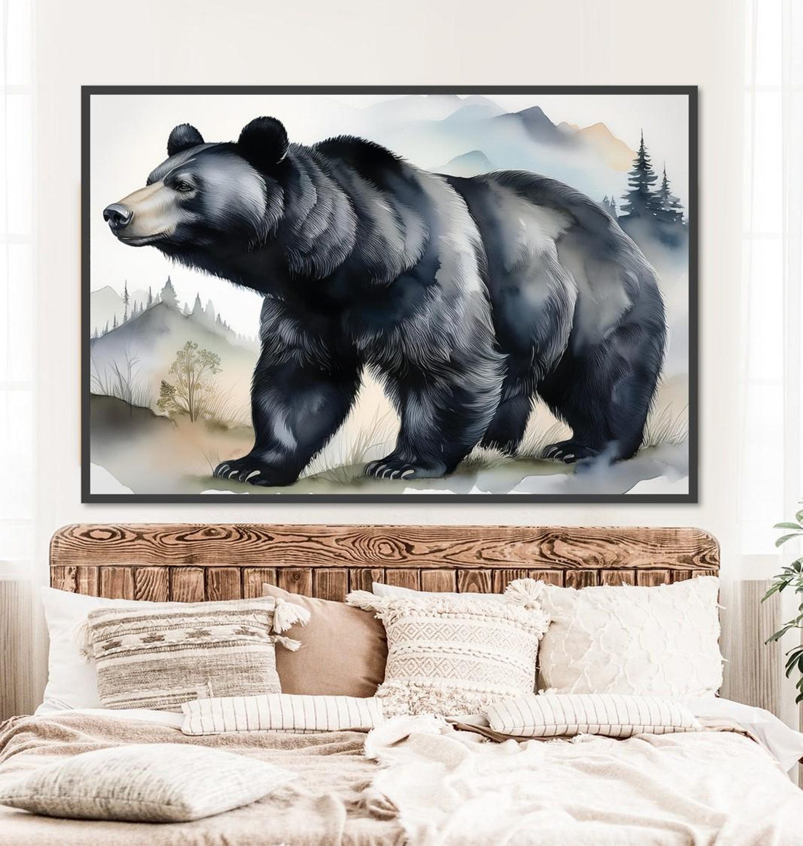 Black Bear Watercolor, Printable Black Bear, Bear Art Print, Black Bear ...
