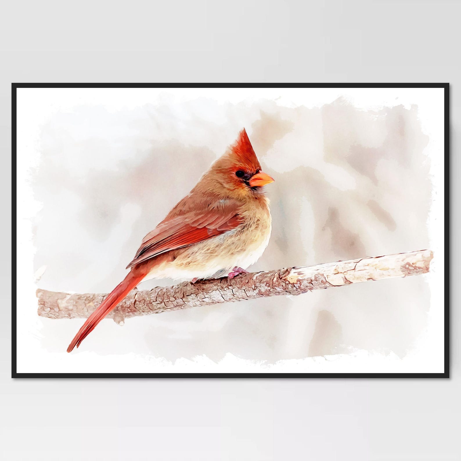 Watercolor Red Cardinal Bird Art Print, Bird Art Download, Printable ...