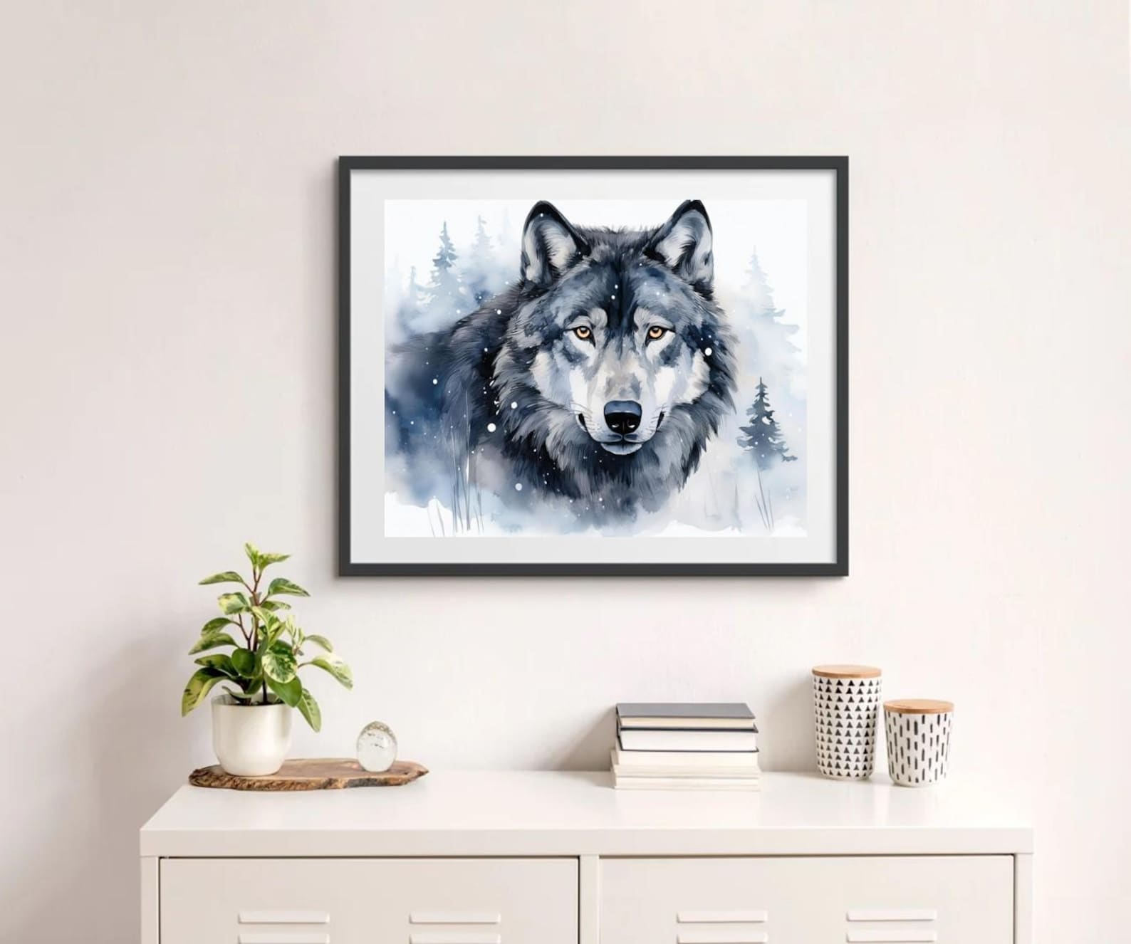 Gray Wolf in Snow, Wolf Art, Wolf Print, Watercolor Woodland, Wolf ...