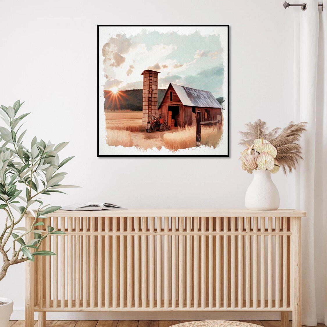 Watercolor Farmhouse Barn Wall Art, Digital Farmhouse Print, Printable ...