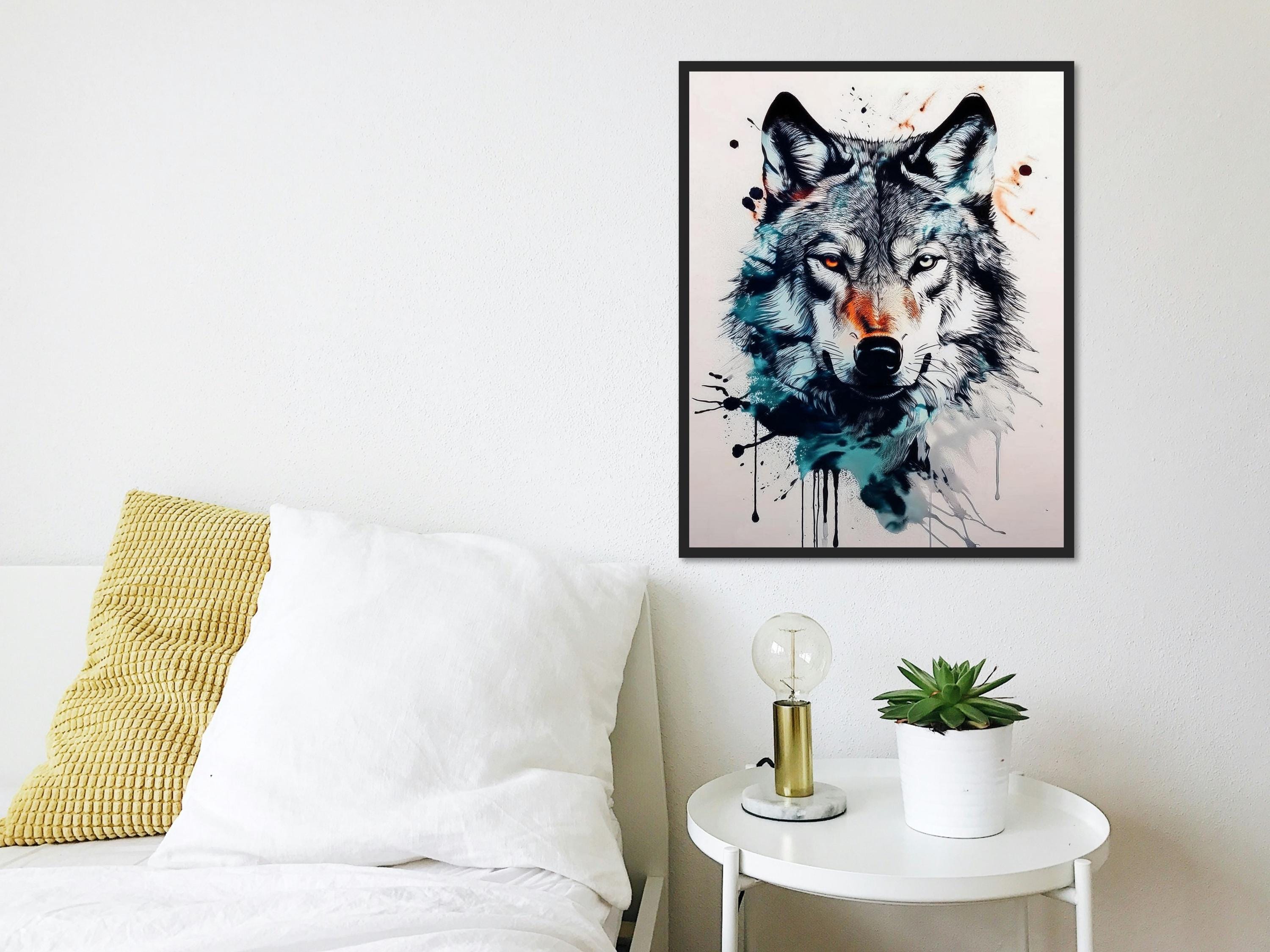 Wolf Printable, Gray Wolf Art Print, Nature Painting Wall Art Decor ...