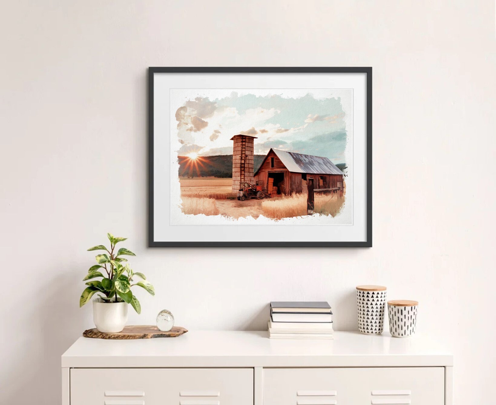Watercolor Farmhouse Barn Wall Art, Digital Farmhouse Print, Printable ...
