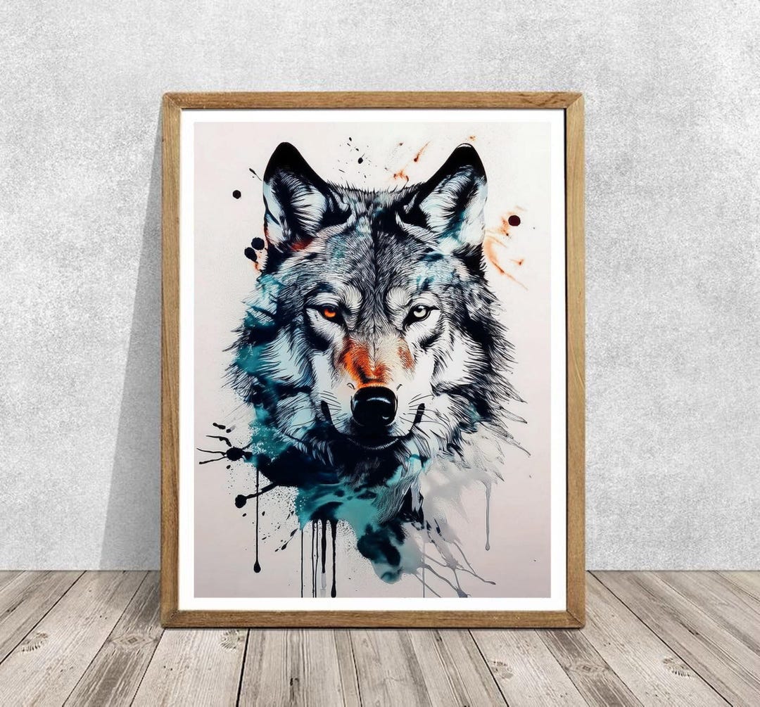 Wolf Printable, Gray Wolf Art Print, Nature Painting Wall Art Decor ...