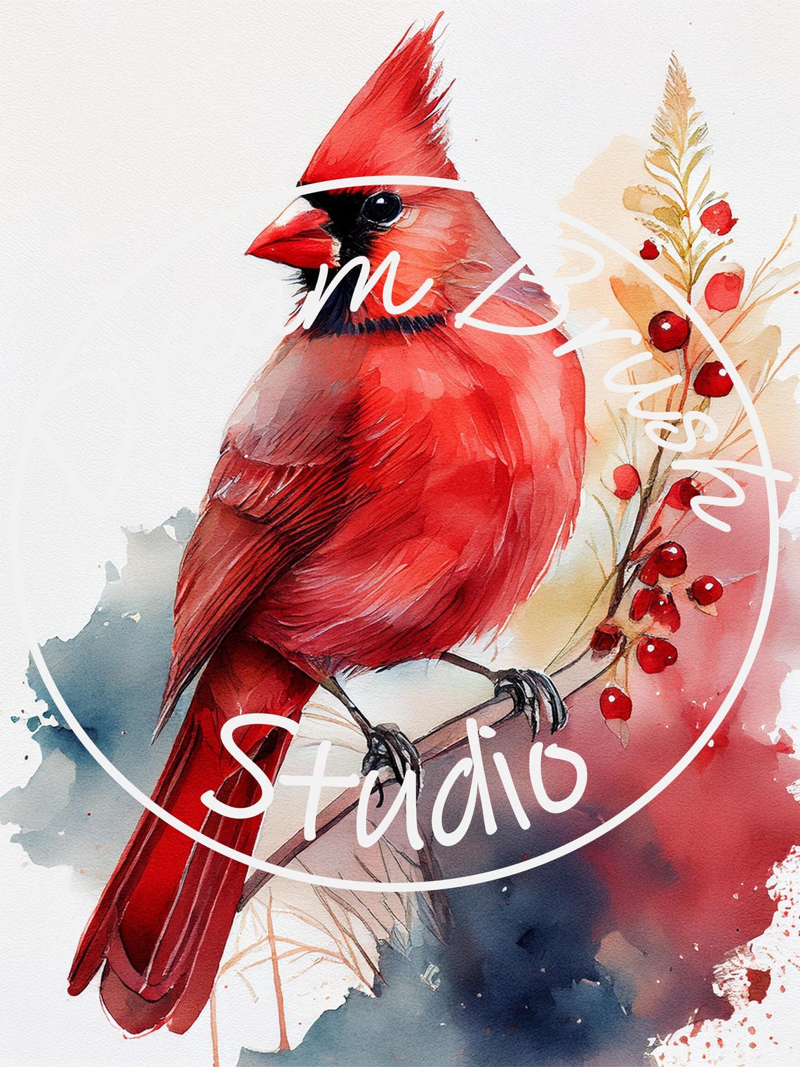 Watercolor Red Cardinal Print, Farmhouse Art Print, Red Cardinal Art ...