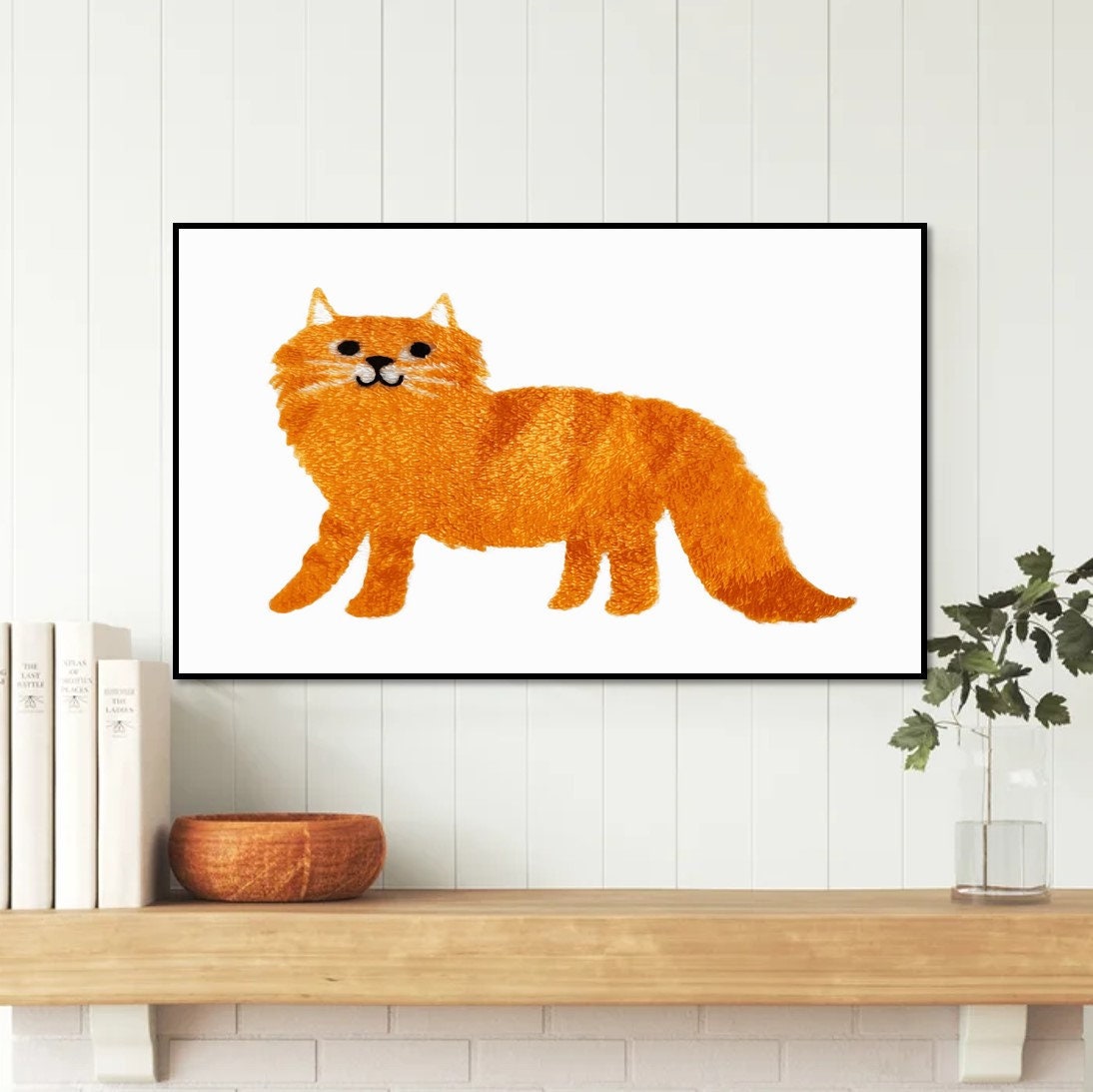 Cat Watercolor Print, Fluffy Watercolor Cat Print, Watercolor Cat Wall ...
