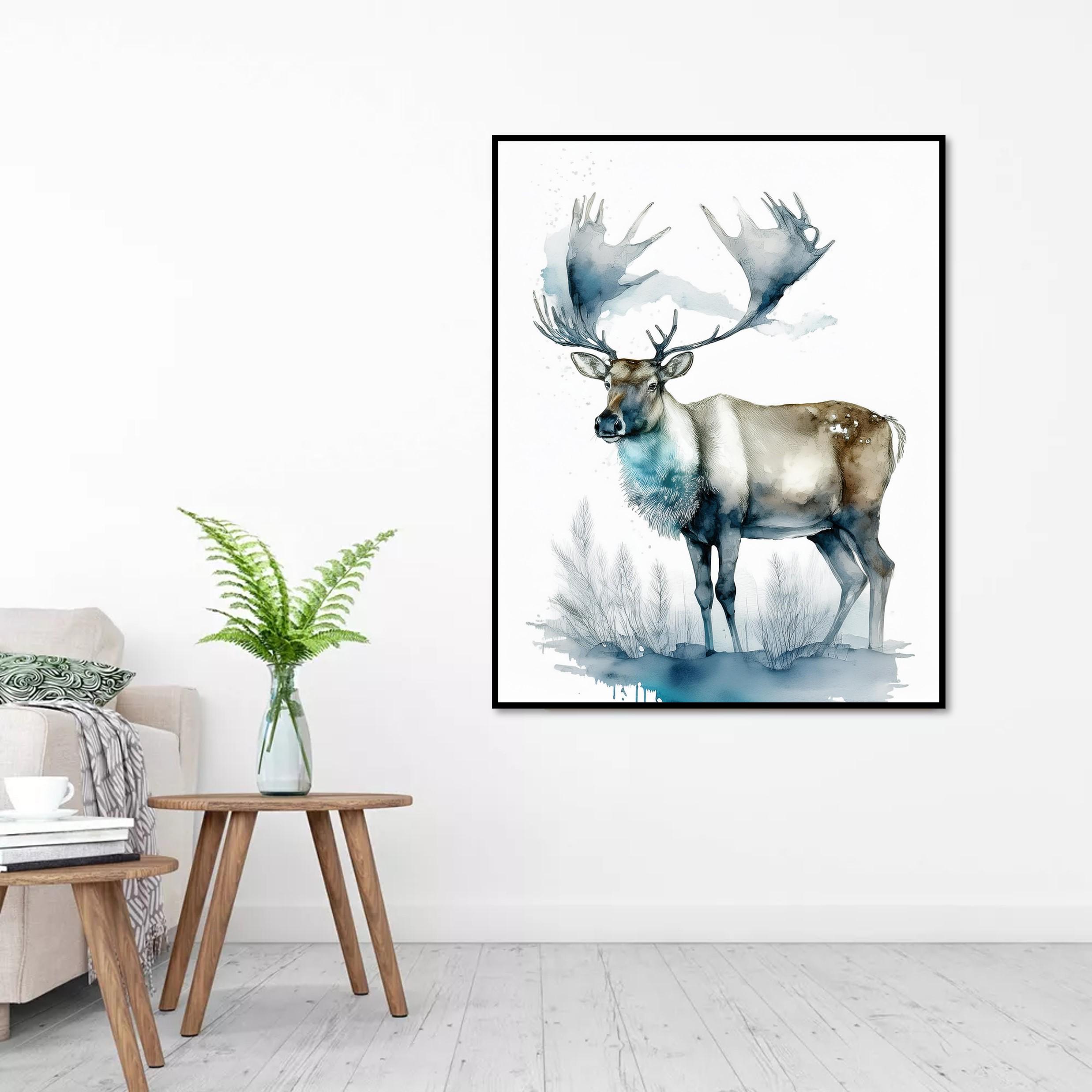 Caribou Watercolor Painting, Caribou Printable, Deer Watercolor ...