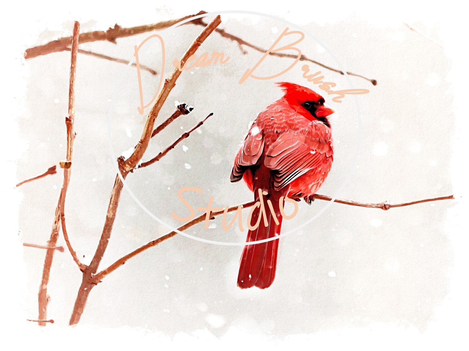 Watercolor Red Cardinal Print, Bird Art Print, Red Cardinal Art Print ...