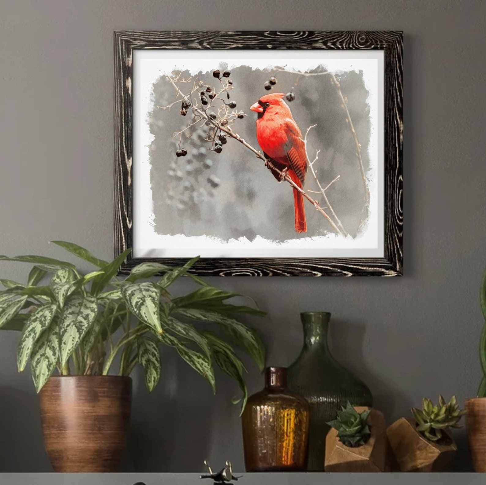 Watercolor Red Cardinal Art Print, Printable Red Cardinal Wall Art ...