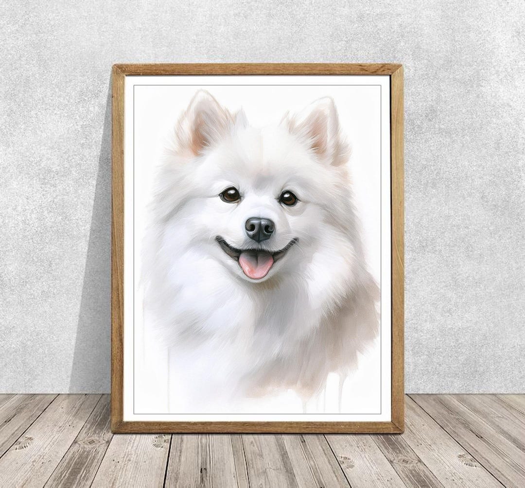Pet Portrait, Dog Portrait, Japanese Spitz Art Print, Pet Memorial, Pet ...