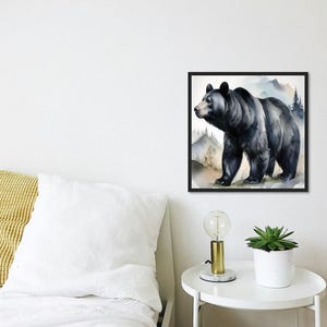 Black Bear Watercolor, Printable Black Bear, Bear Art Print, Black Bear ...