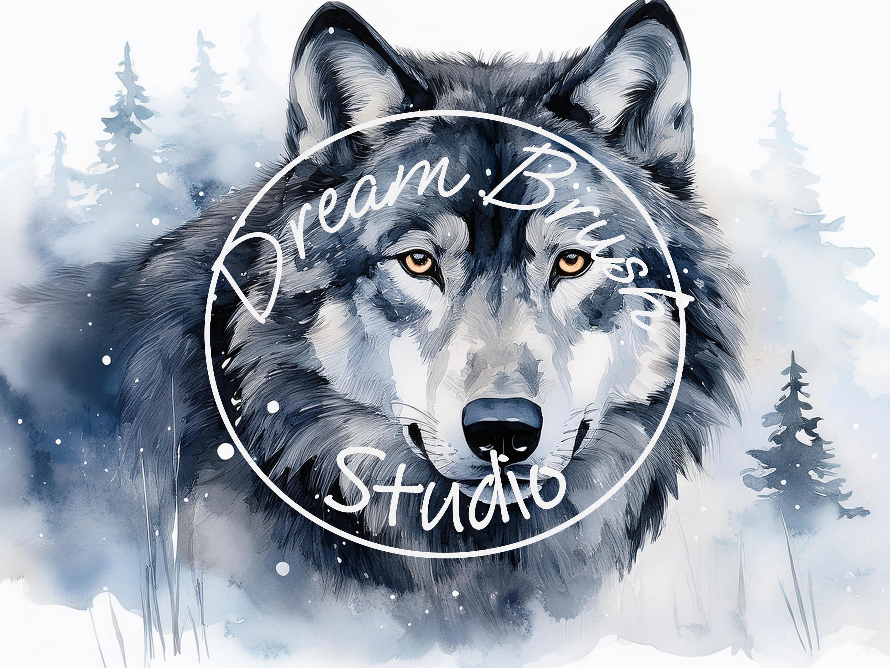 Gray Wolf in Snow, Wolf Art, Wolf Print, Watercolor Woodland, Wolf ...