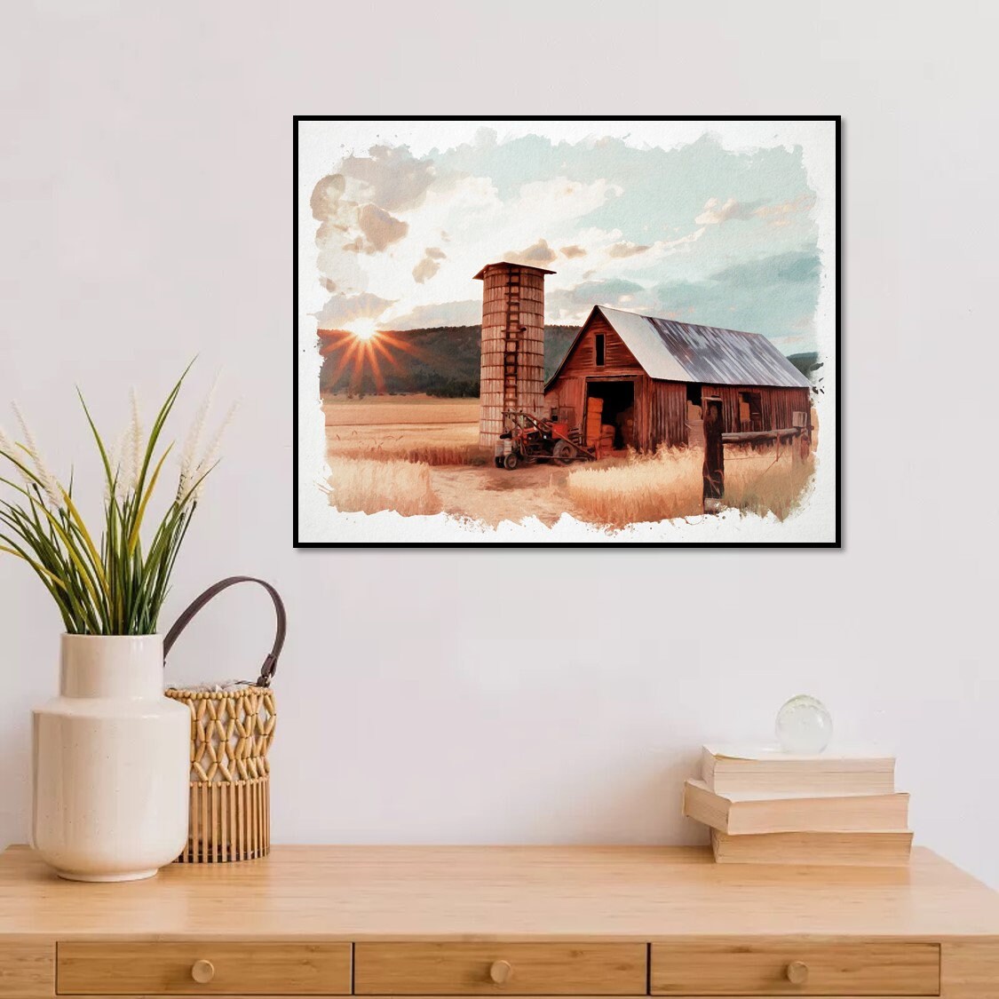 Watercolor Farmhouse Barn Wall Art, Digital Farmhouse Print, Printable ...