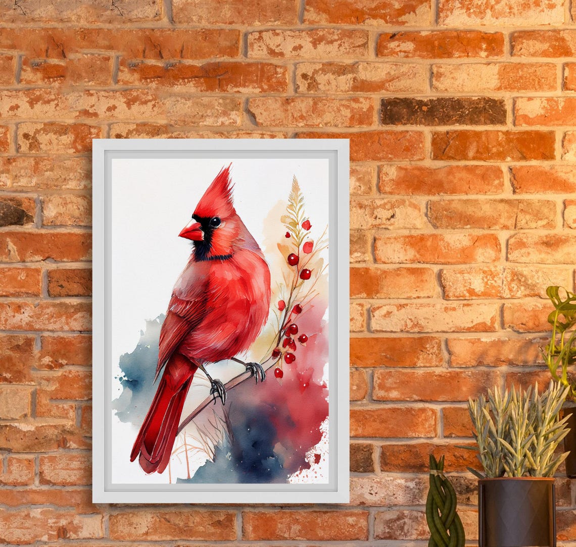 Watercolor Red Cardinal Print, Farmhouse Art Print, Red Cardinal Art ...