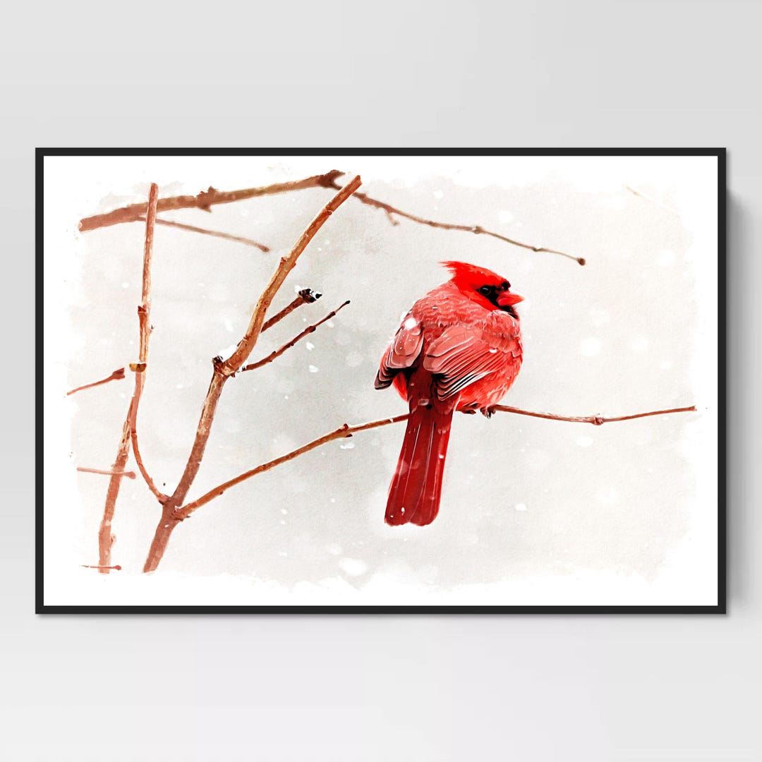 Watercolor Red Cardinal Print, Bird Art Print, Red Cardinal Art Print ...