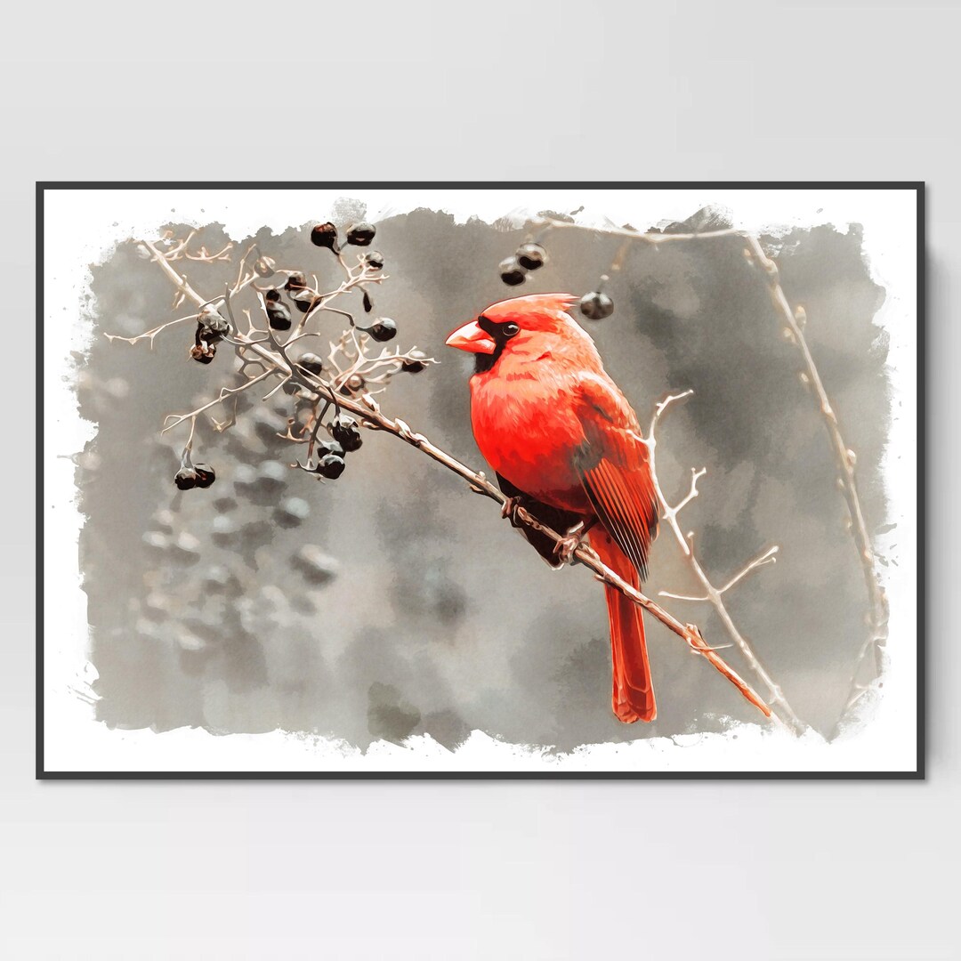 Watercolor Red Cardinal Art Print, Printable Red Cardinal Wall Art ...