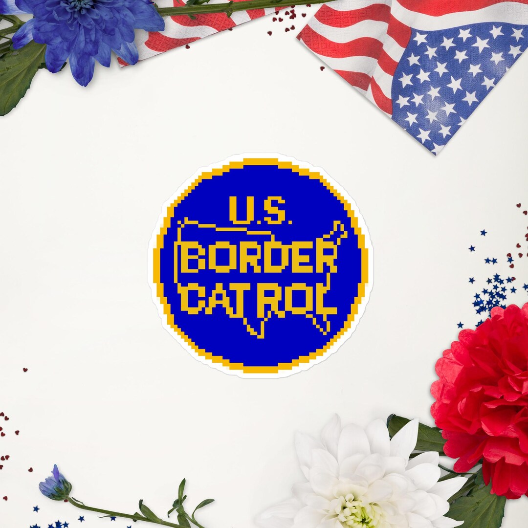 8-bit Blue Border Catrol 5 Inch Sticker Logo by Lununi - Etsy