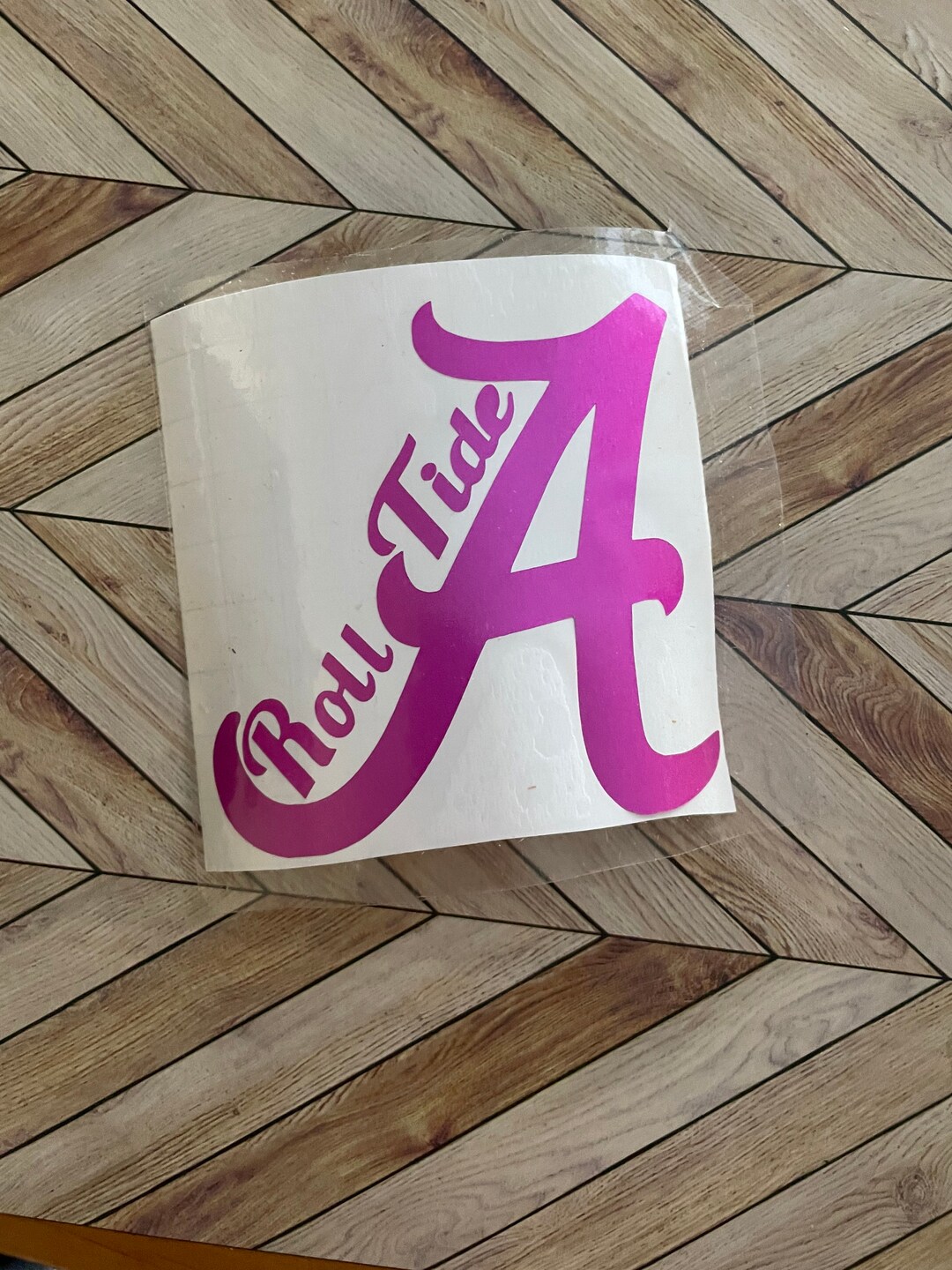 Alabama “A” With “roll Tide” Accent, Cut From PINK Shimmer Vinyl - Etsy