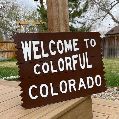 Small Welcome to Colorful Colorado Carved Rustic Wood Sign - Etsy