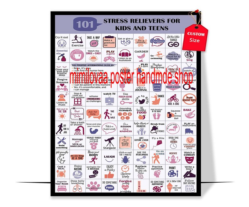 101 Stress Relievers Poster Stress Management Coping Skills Poster ...
