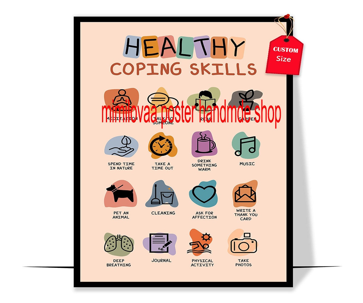 Healthy Coping Skills Poster Mental Health Poster for Classroom Therapy ...