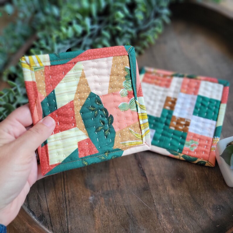 Garden Sunset Hand Quilted Coaster Set - Etsy