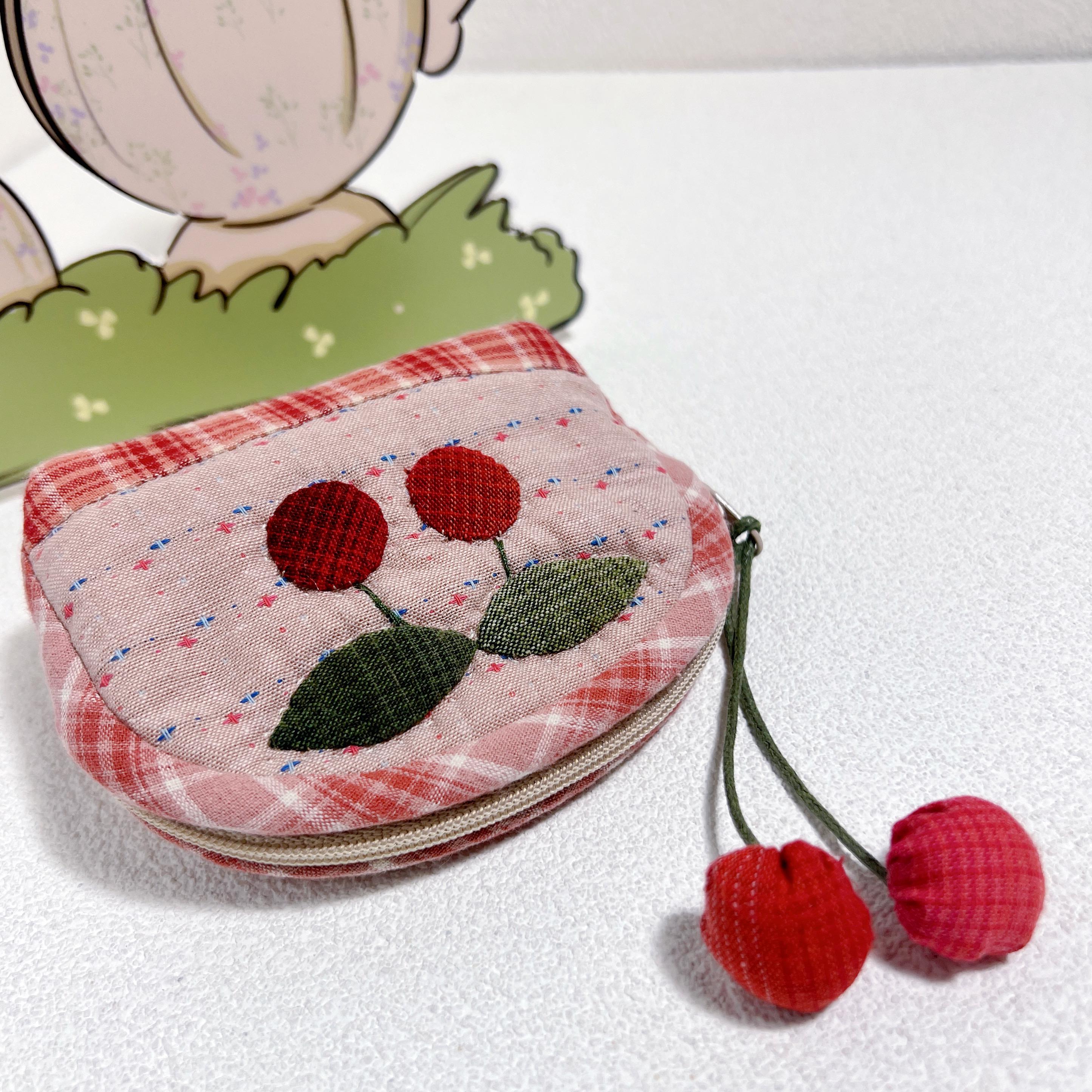 Handmade Quilted Cherry Coin Purse: Japanese Fabric Patchwork Pouch - Etsy