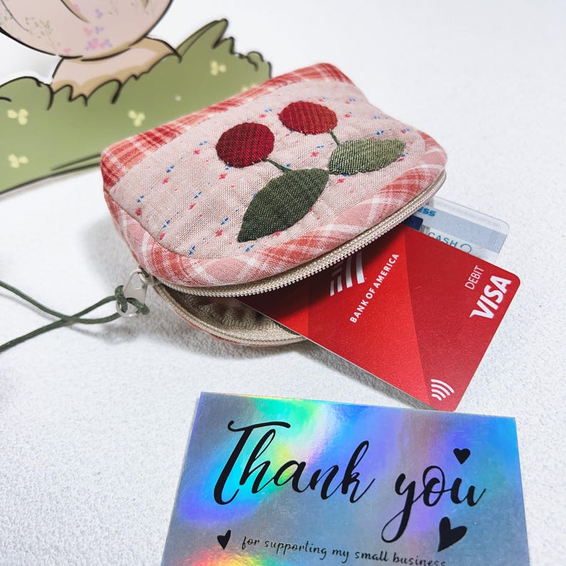 Handmade Quilted Cherry Coin Purse: Japanese Fabric Patchwork Pouch - Etsy