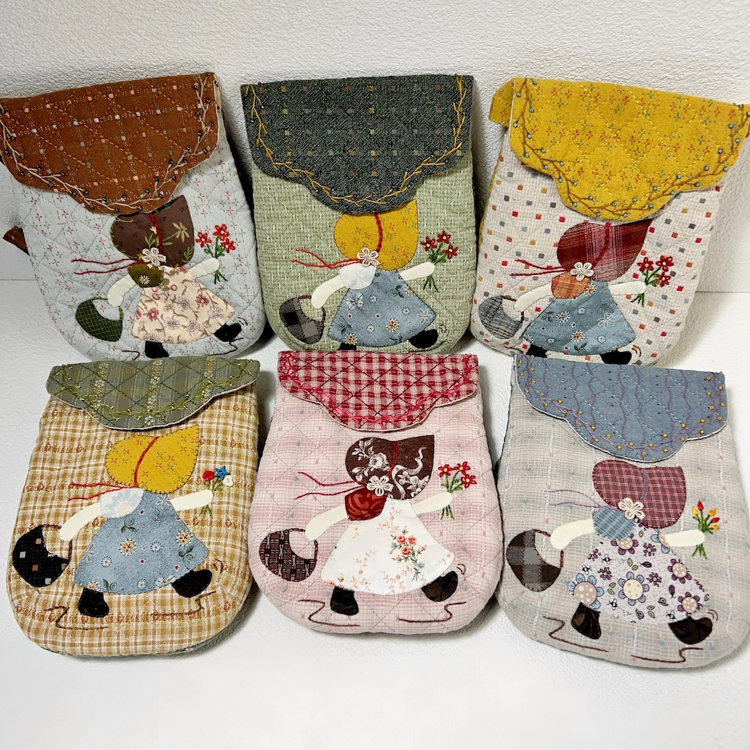 Handmade Sunbonnet Sue Patchwork Crossbody Bag: Quilted Appliqué Purse ...