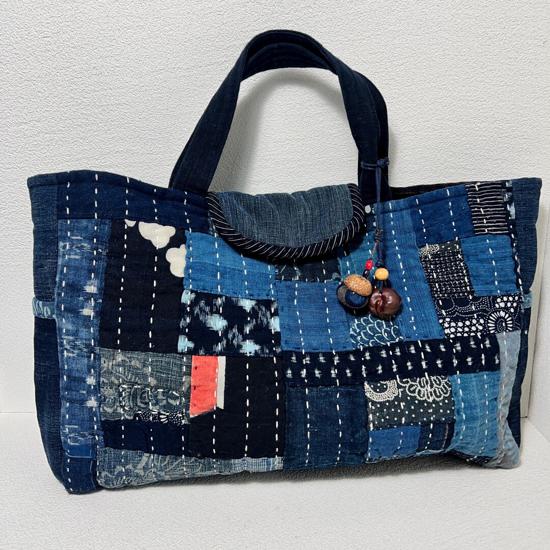 Handmade Sashiko Patchwork Tote Bag – Japanese Antique Indigo Fabrics ...