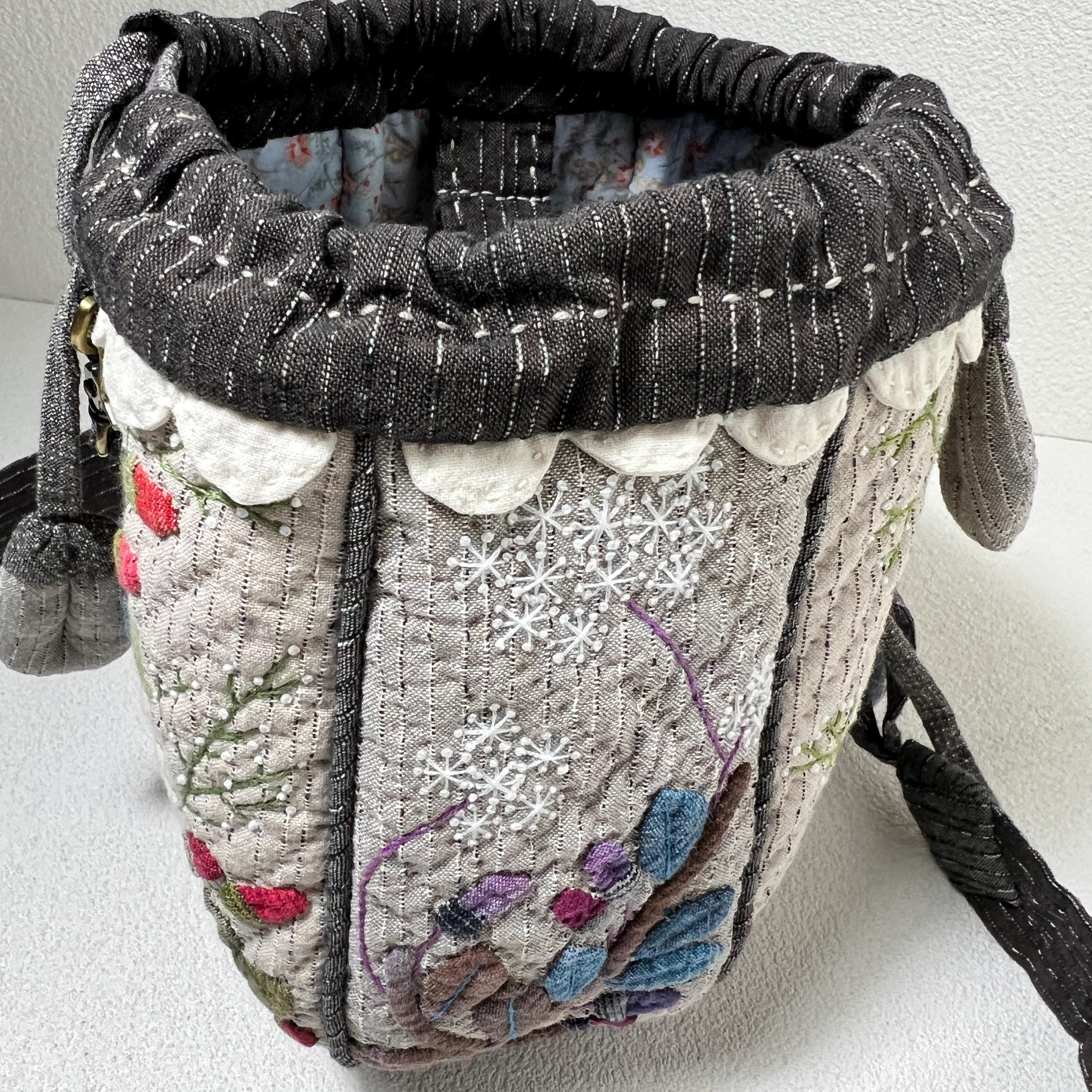 Handmade Patchwork Bucket Bag Floral Quilted Design With Adjustable ...