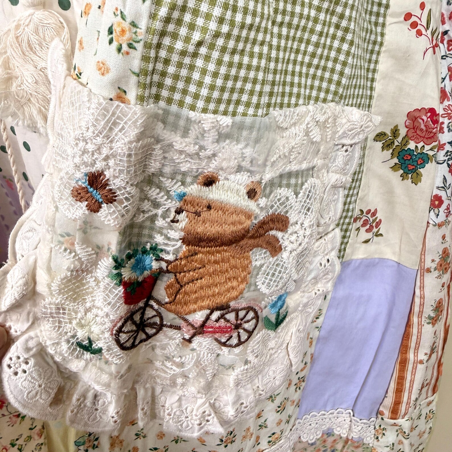 Handmade Cottagecore Patchwork Dress: Embroidered Girl, Vintage Fabrics ...