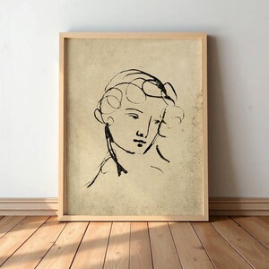 Antique Portrait Sketch Woman Drawing Vintage Study Framed Wall Art ...