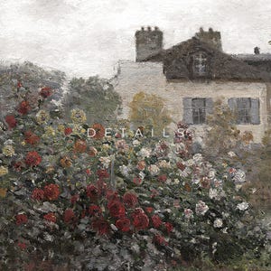 Claude Monet 1840 Vintage Framed Muted Rose Garden Painting Wall Art ...