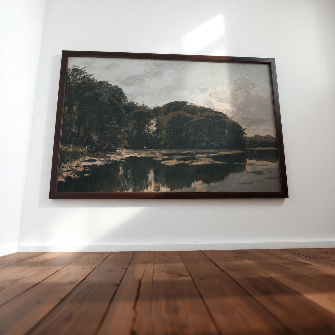 Lake Landscape Wall Art – Tranquil Nature Scene for Rustic, Cottagecore ...