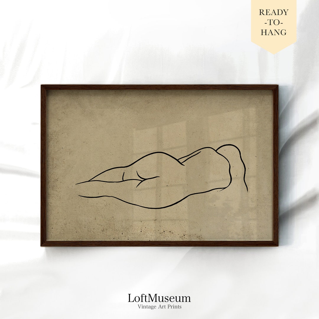 Vintage Sleeping Female Abstract Sketch Antique Figure Drawing Abstract ...