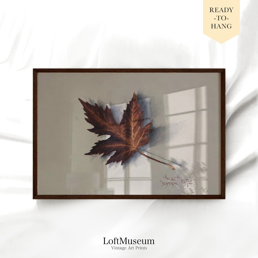 Autumn Leaf Painting Fall Season Decor Vintage Framed Wall Art ...