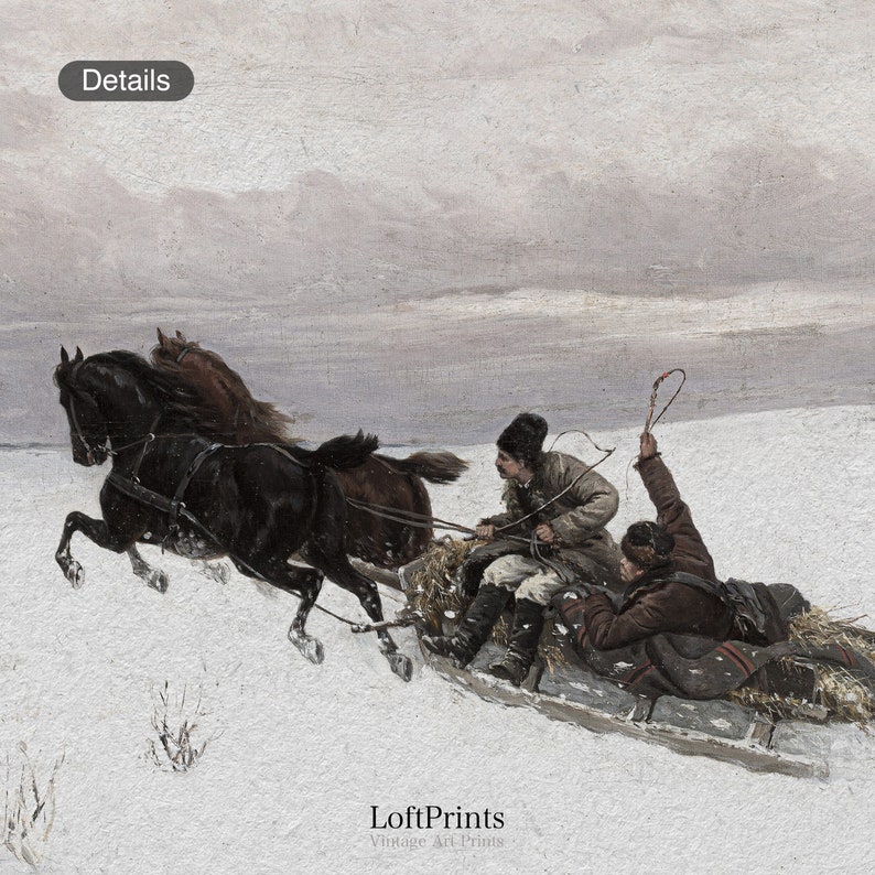 Vintage Winter Sleigh Ride Wall Art Country Christmas - Etsy