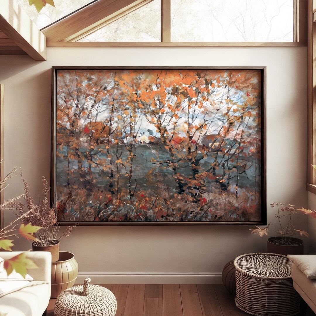 Vintage Autumn Landscape Art Print: Framed Fall Decor - Etsy