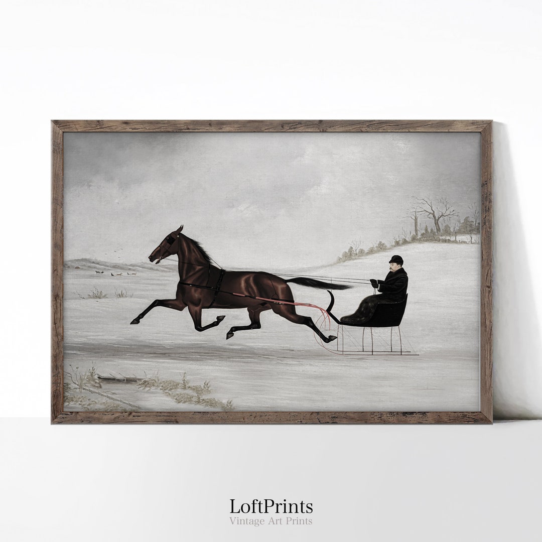 Vintage Winter Sleigh Ride Wall Art Country Christmas - Etsy
