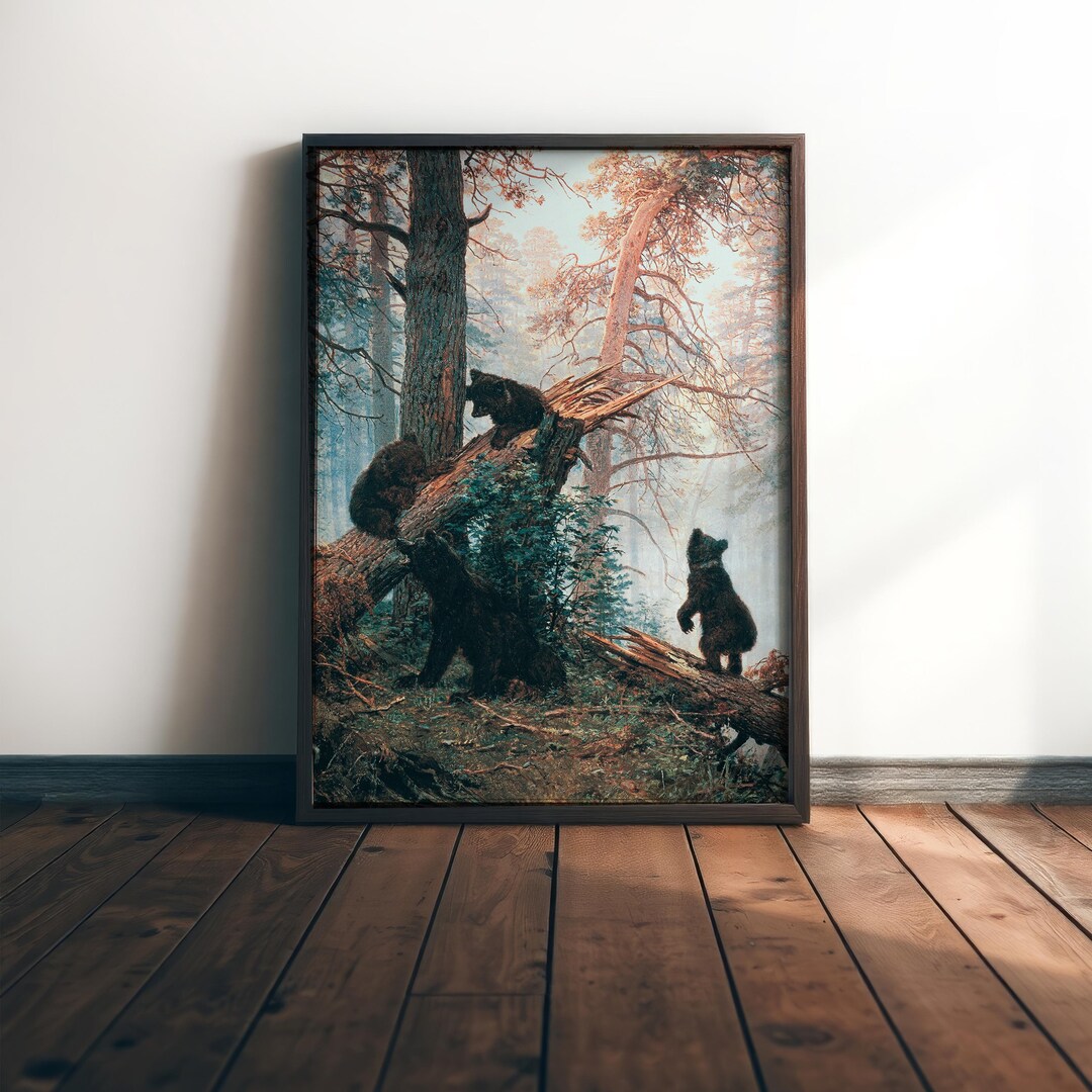 VINTAGE BEAR ART - Framed Cottage Décor Painting - Etsy