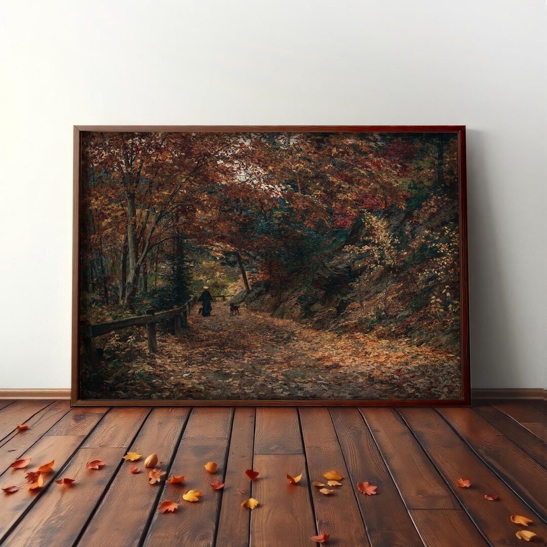 Crimson Heaven Fall Art – Moody Autumn Landscape Print for Cozy Cottage ...