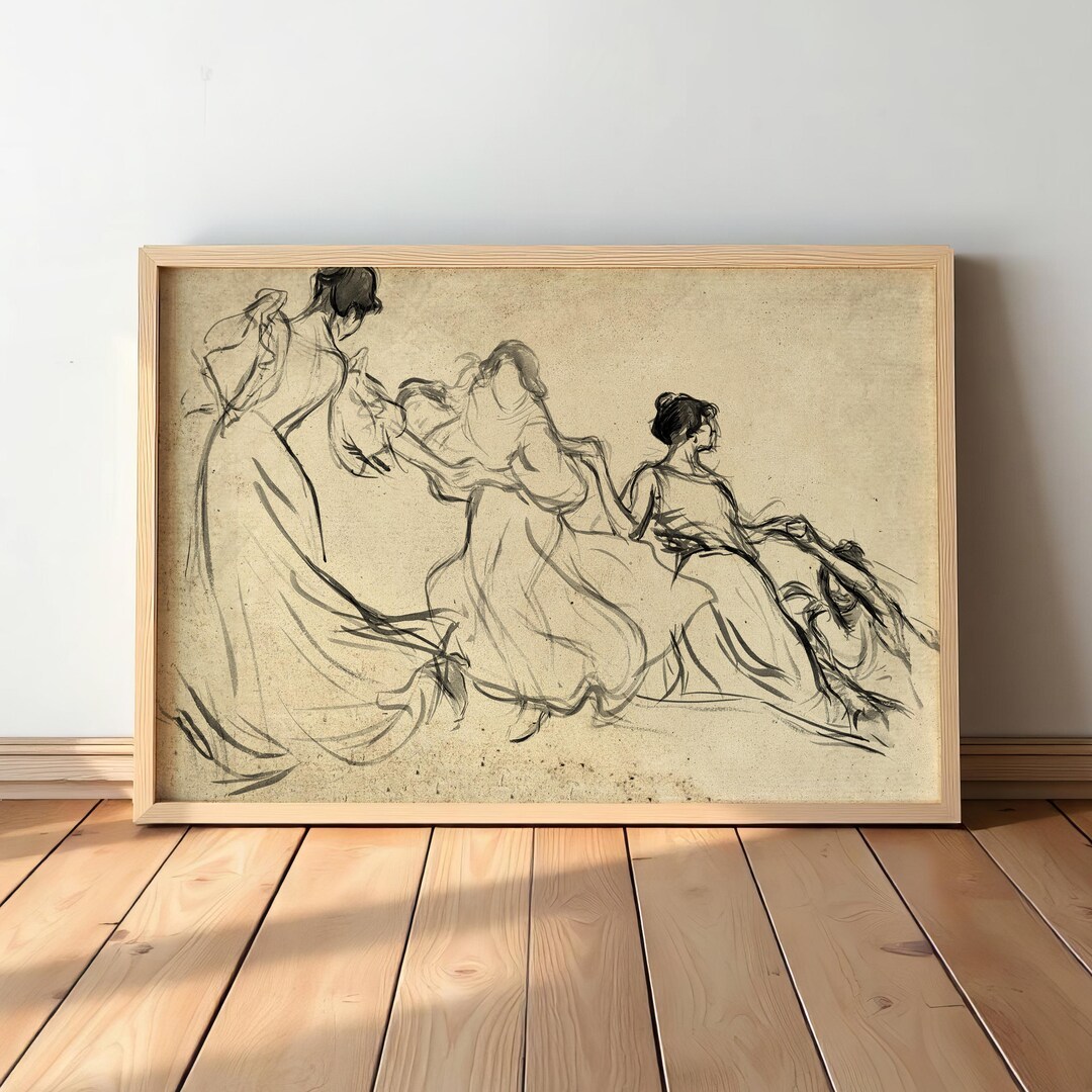 Dancing Vintage Sketch Art Figure Art Drawing, Sketch Framed Wall Art ...