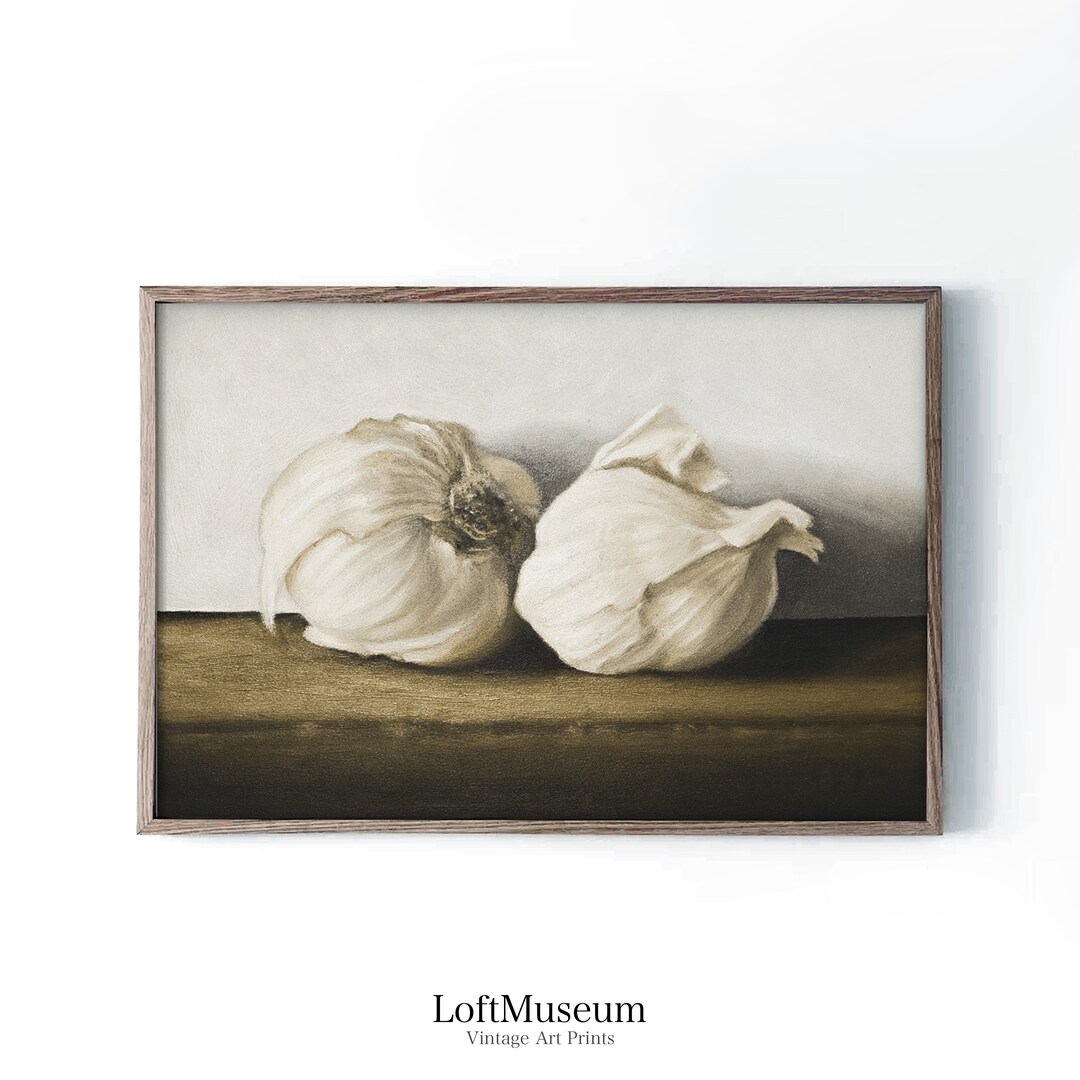 Vintage Kitchen Decor Garlic Art Print Kitchen Still Life Small Still ...