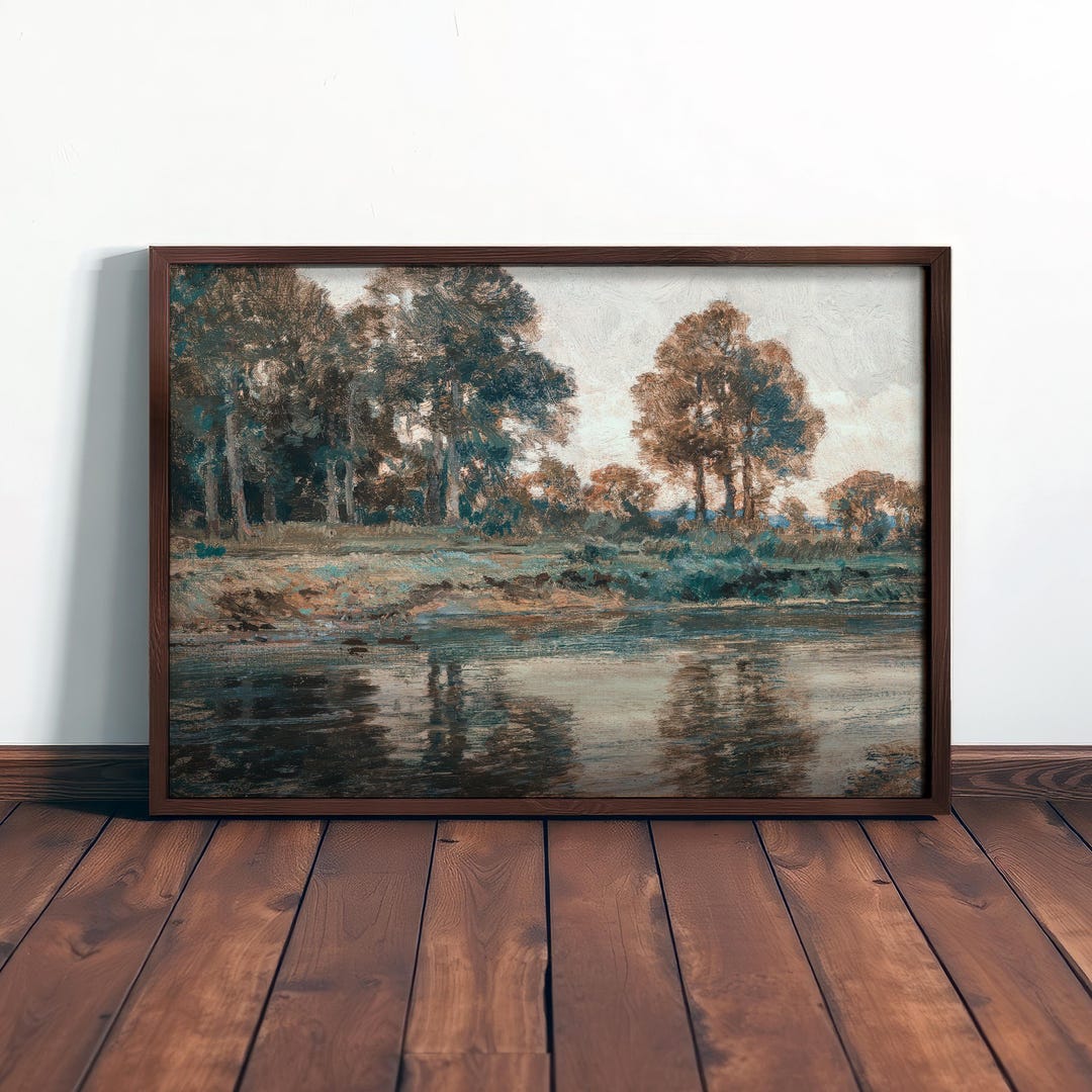 Vintage Lake Landscape Art Print: Rustic Framed Wall Decor - Etsy