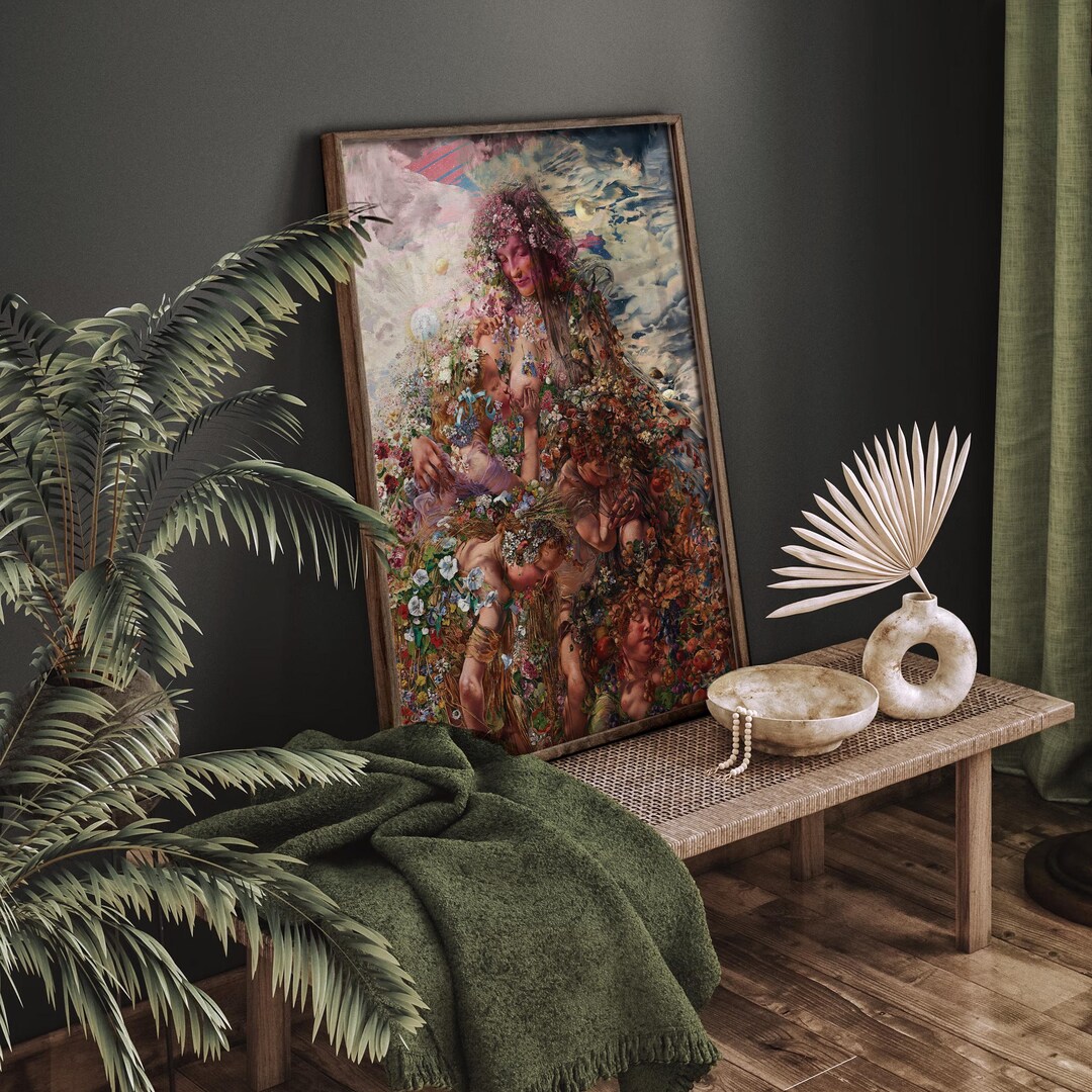 Léon Frédéric 1856 Altered Vintage Dark Gothic Painting Framed Wall Art ...