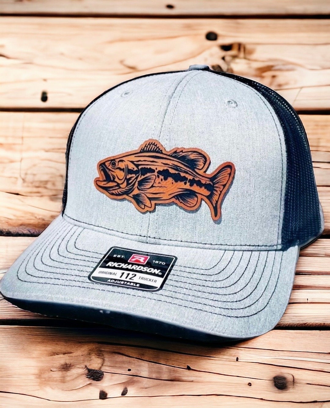 Bass Fish Leatherette Patch Hat, Fishing Hat, Outdoorsman Gift - Etsy