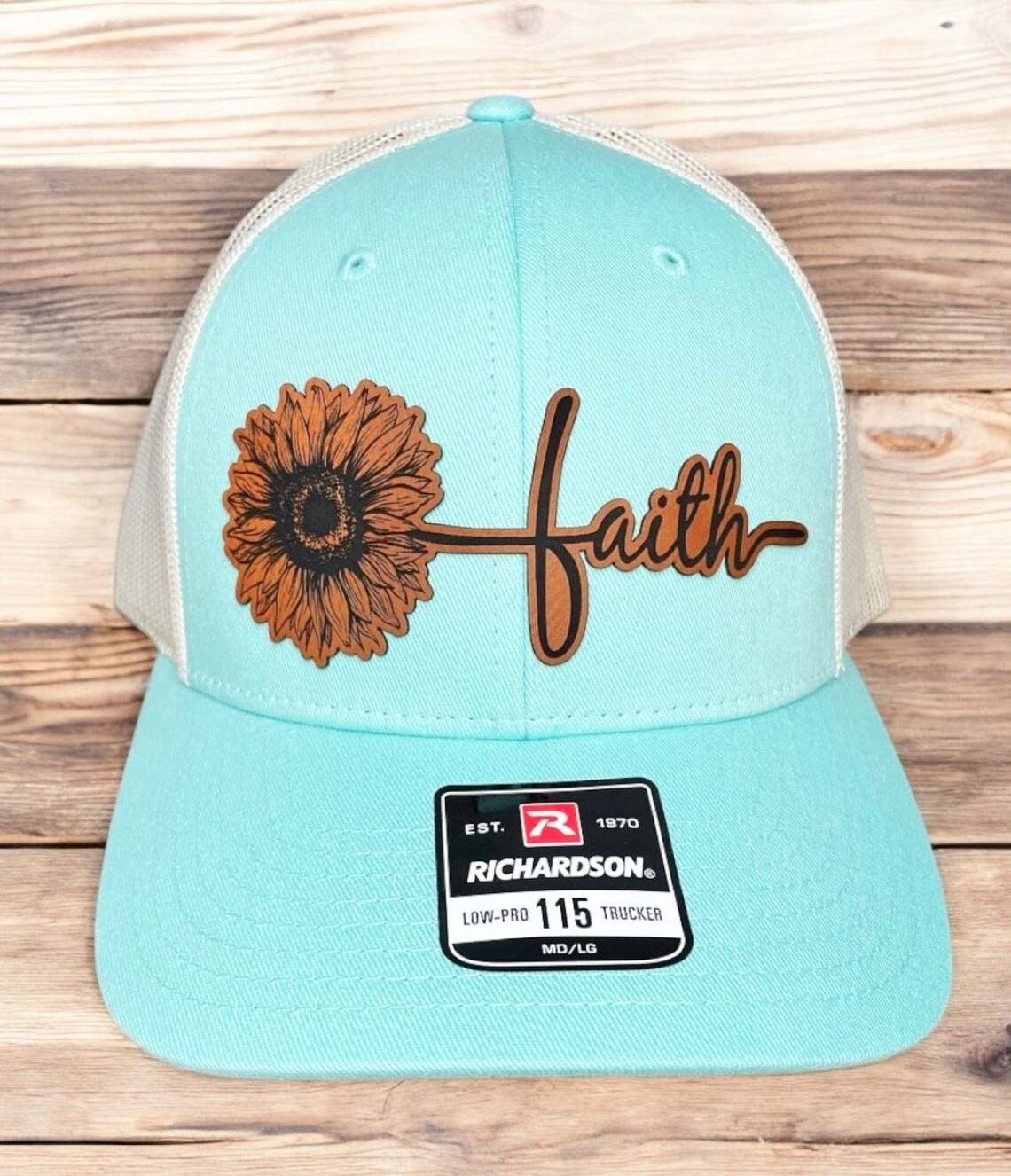 Sunflower Faith Leatherette Patch Hat, Custom Leather Patch Hat ...