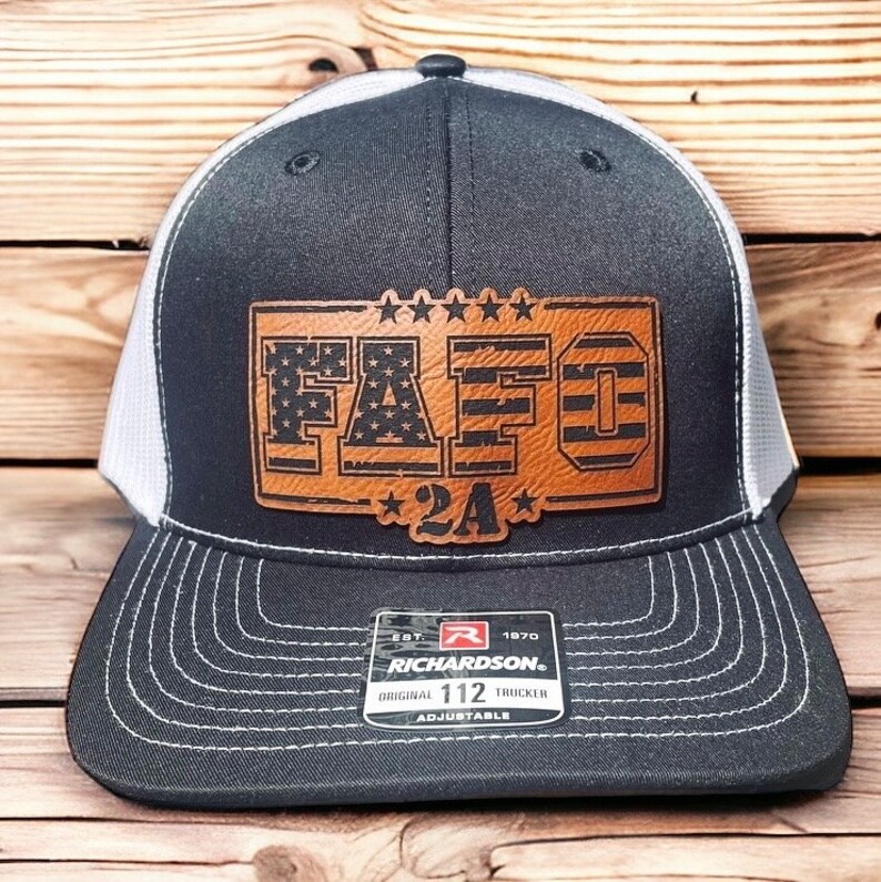FAFO 2A Leatherette Patch Hat, Custom Leather Patch Hat, Leatherette, Trucker Style, Snap Back ...
