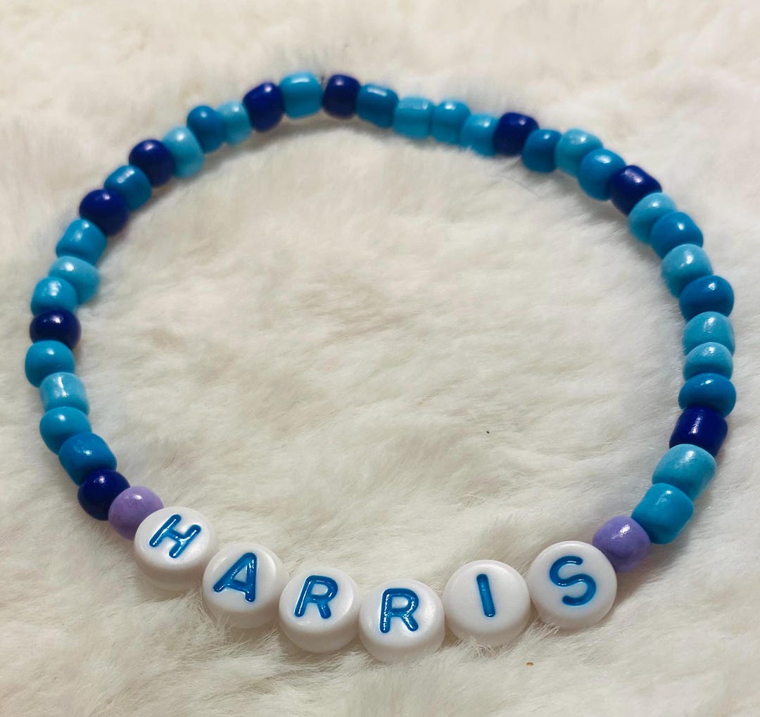 Kamala Harris Letter Bead Bracelet/friendship Bracelet/blue Beads ...