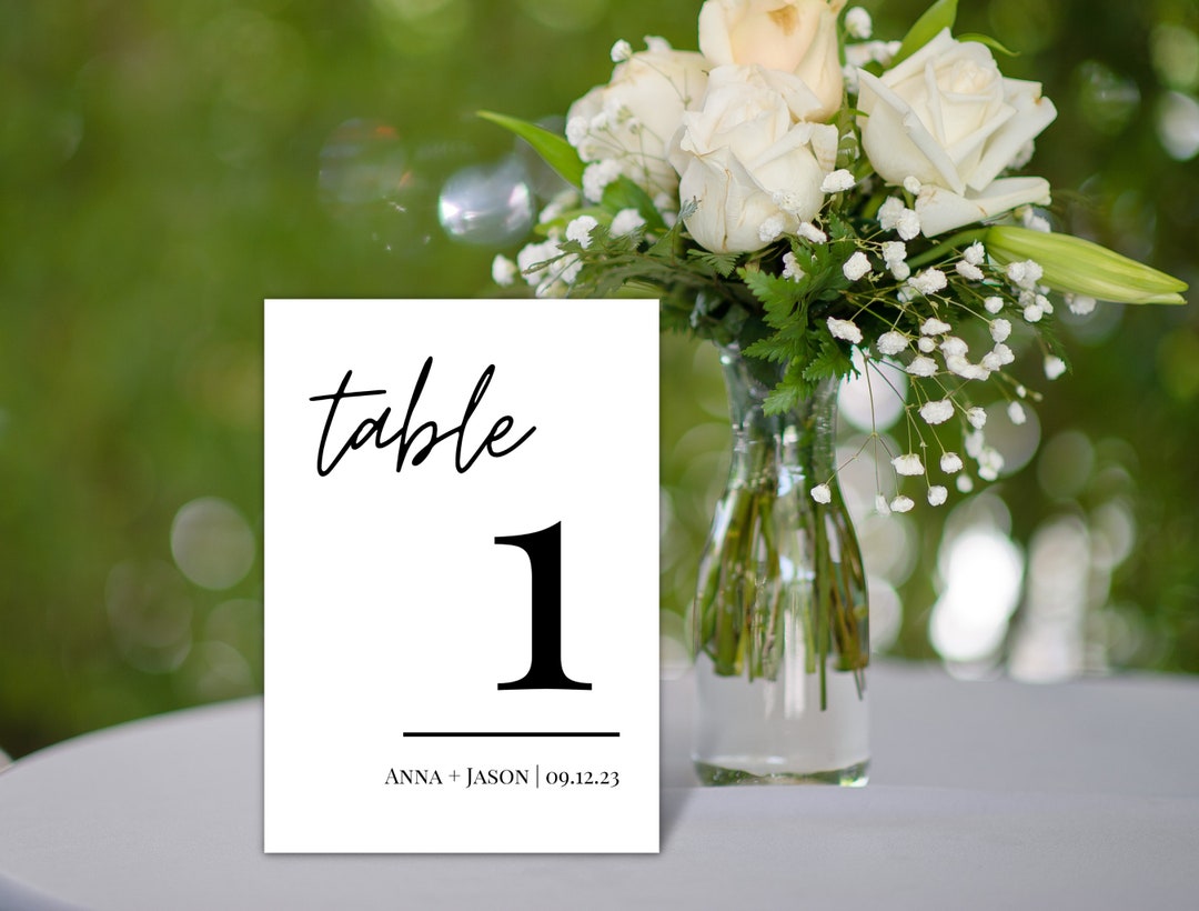Table Number Template Modern Wedding Sign Personalized Table - Etsy